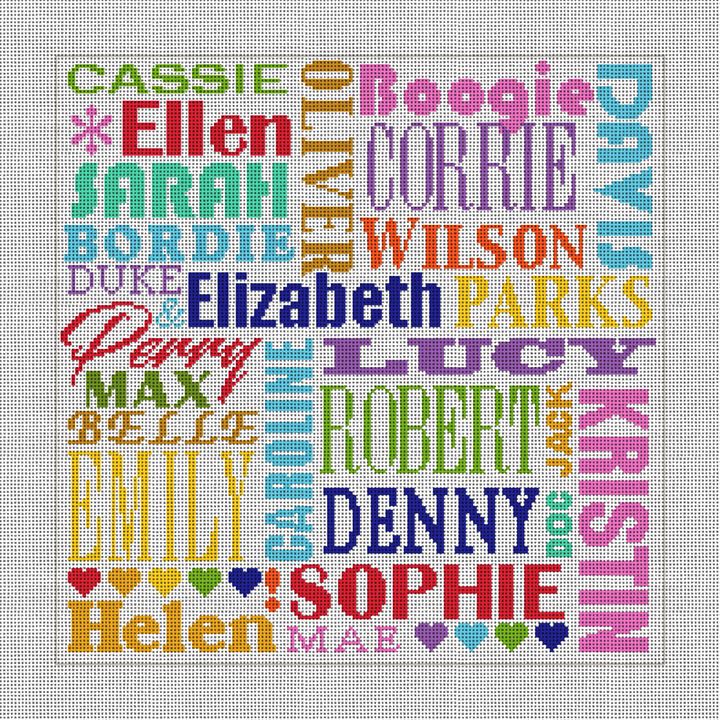 Fun Family Names Needlepoint Pillow Kit | NeedlePaint